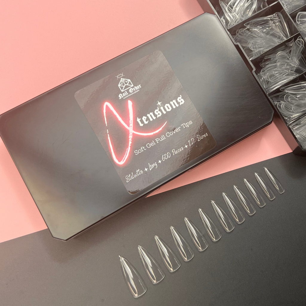 Clear Long Stiletto Box of Full Cover Tips – Nail Order